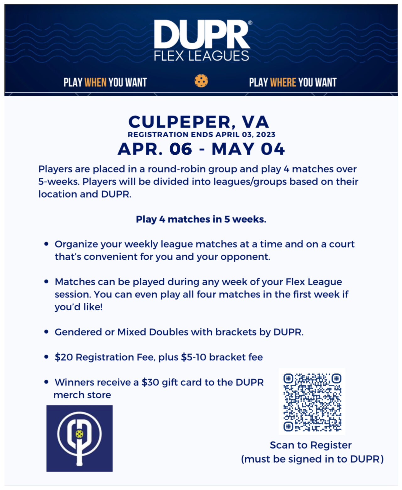 CPC DUPR Flex League - Culpeper Pickleball